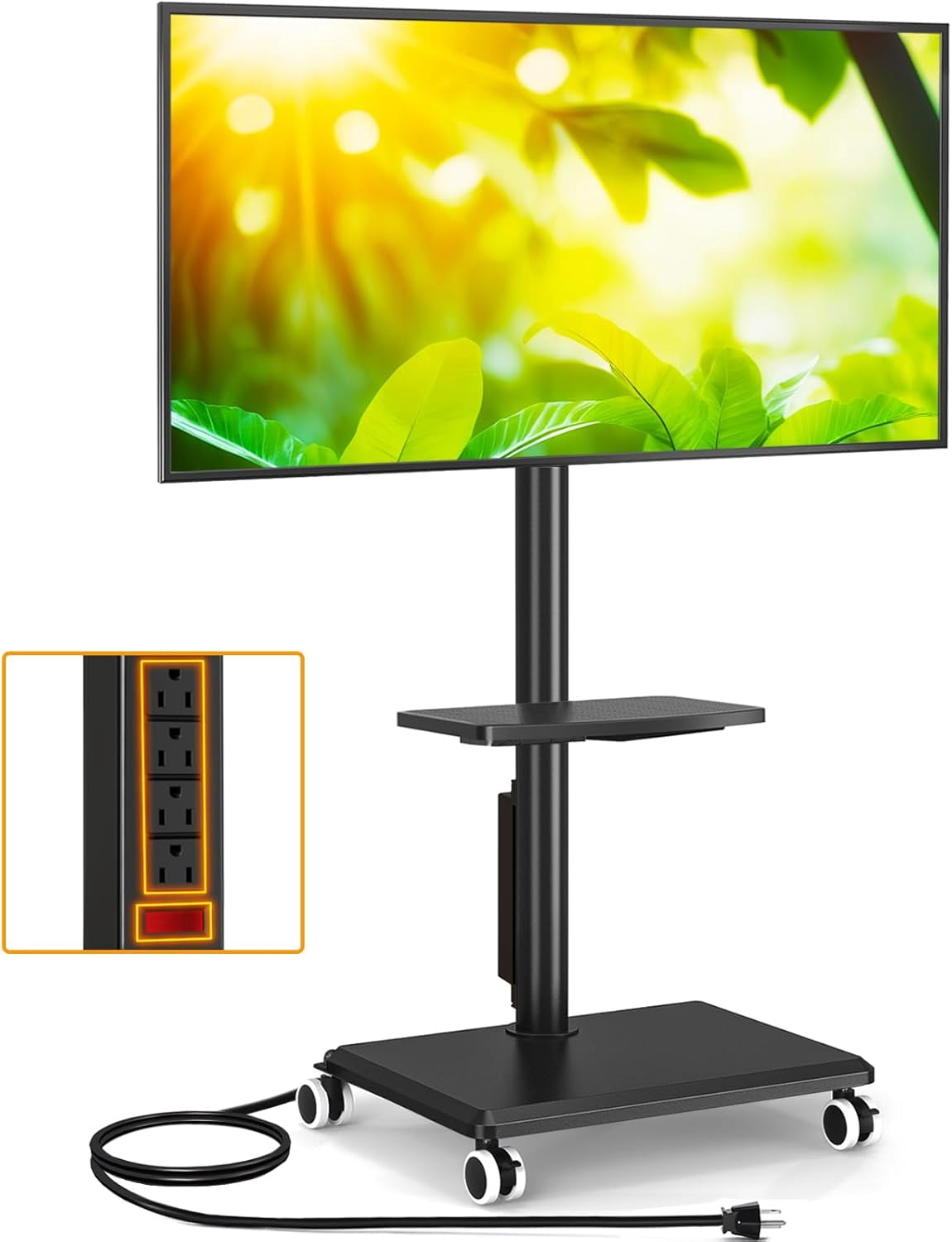 Rolling TV Stand with Power Outlet for 32-60 inch TVs, Swivel and ...