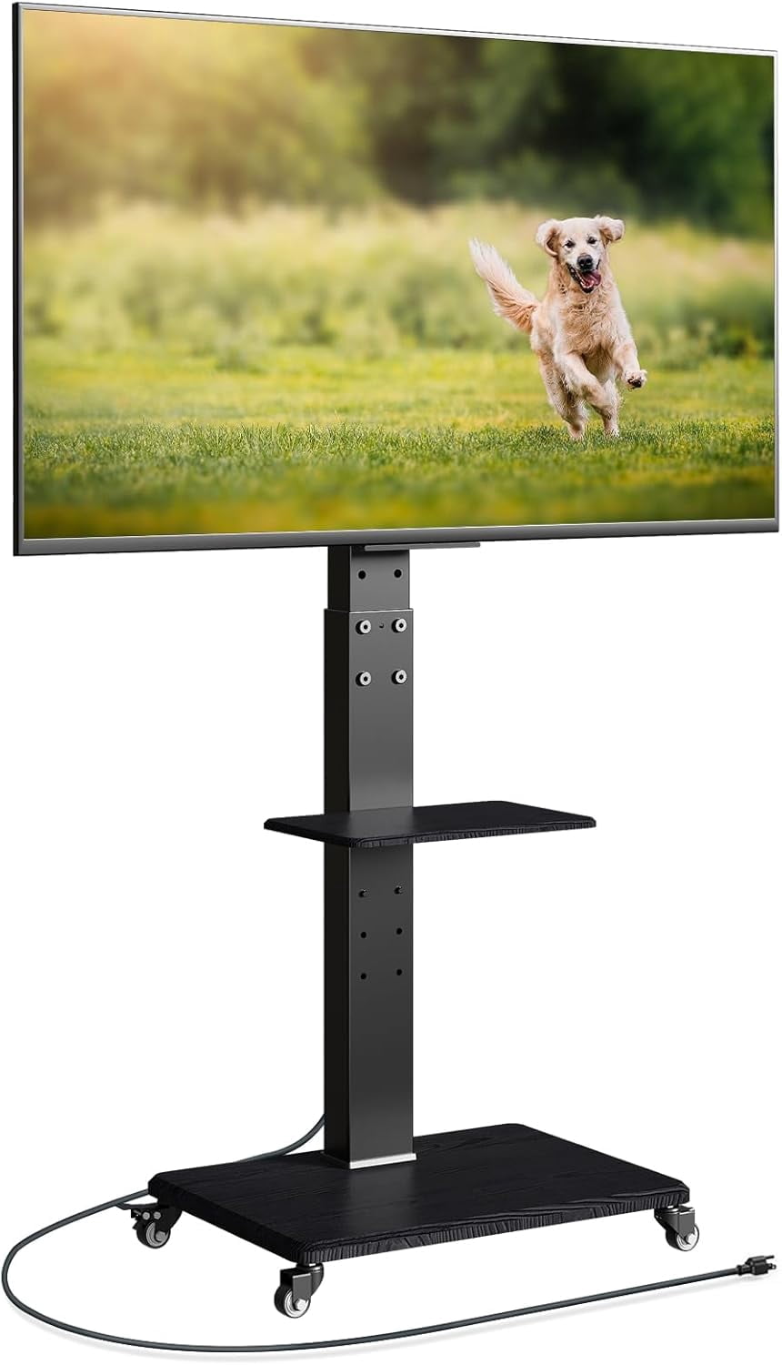 Rolling TV Stand with Power Outlet for 32-75 Inch TVs, Swivel Portable ...