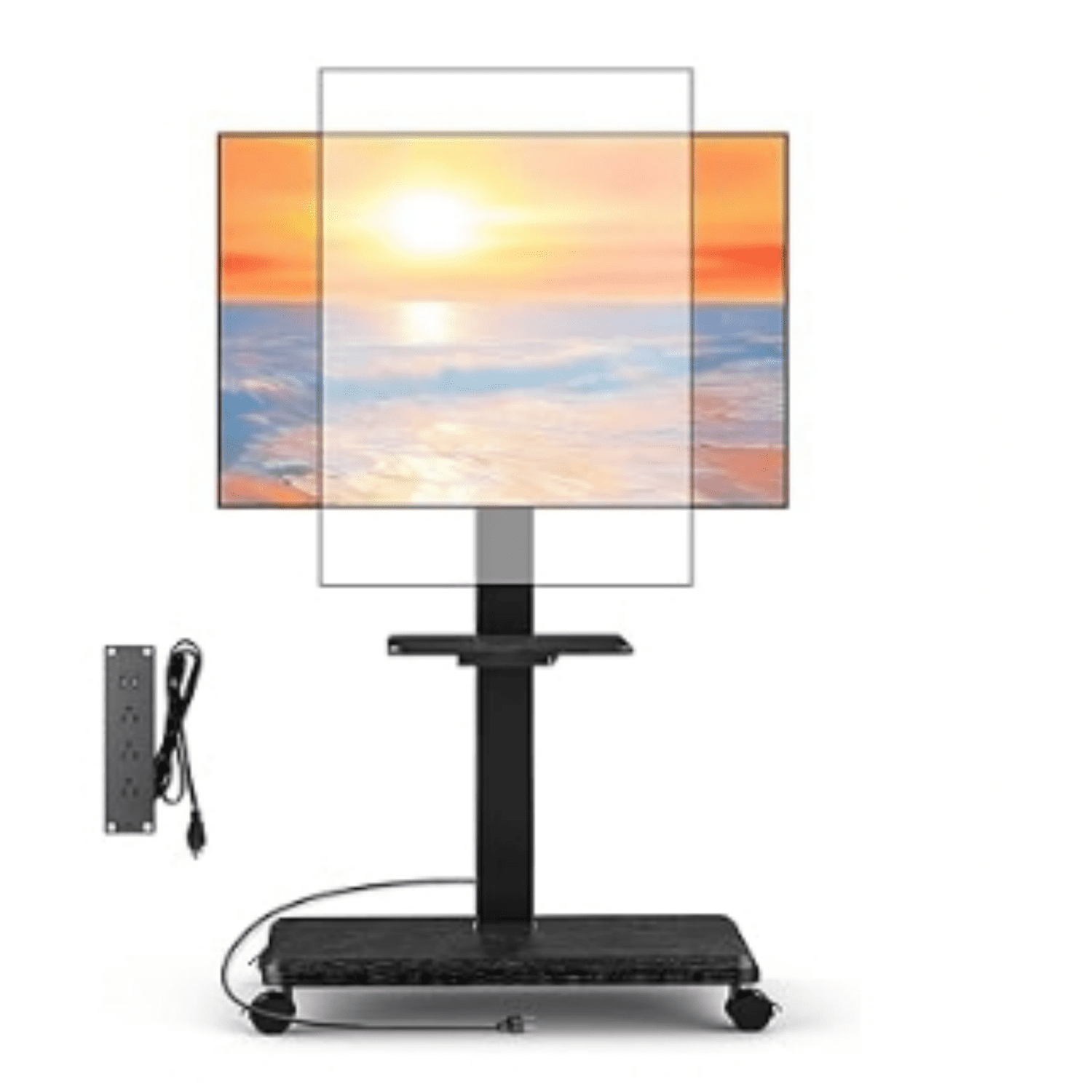 Rolling TV Stand with Power Outlet for 32-75 Inch TVs, Tilting Mobile ...