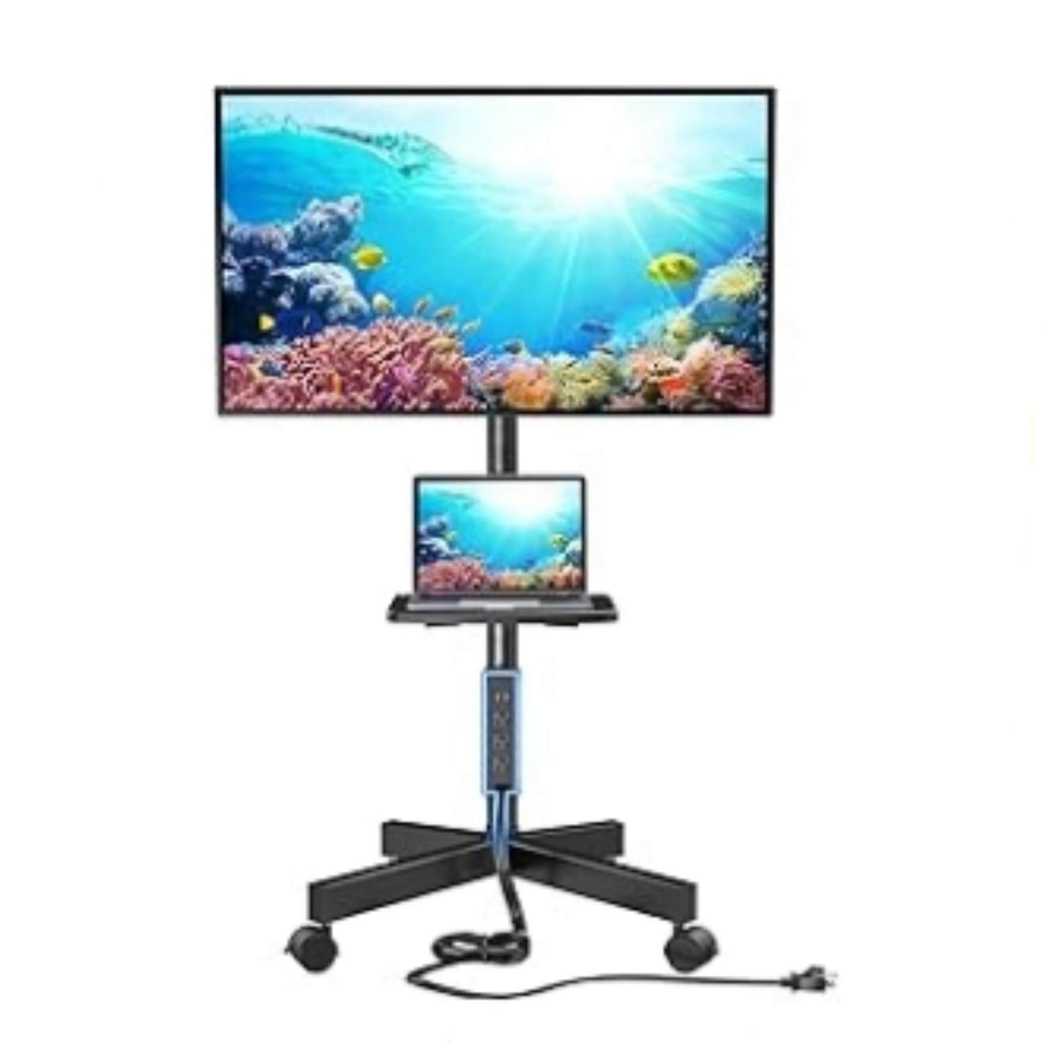 Rolling TV Stand with Power Outlet, Mobile TV Cart for 23-60 Inch Flat ...