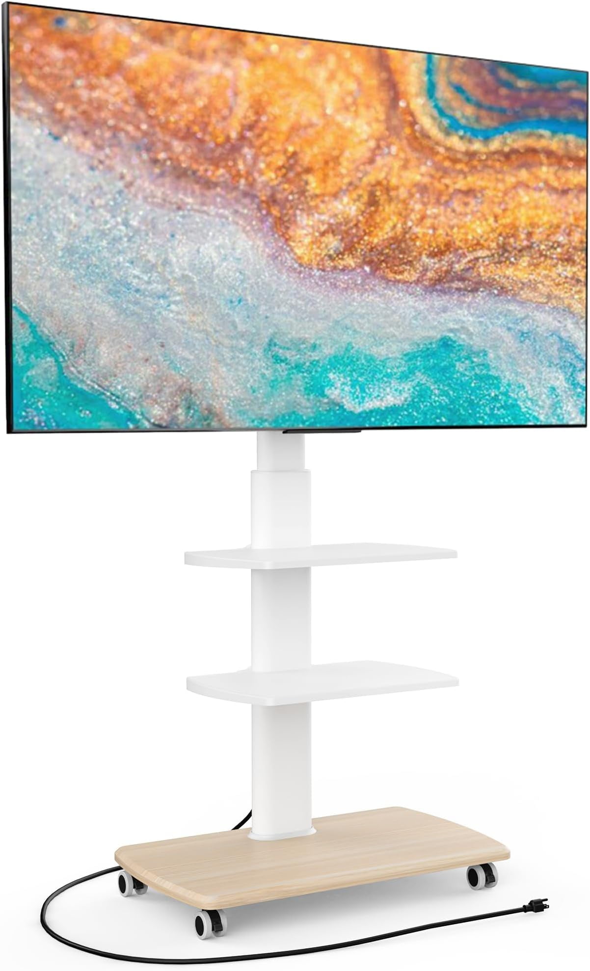 Rolling TV Stand with Power Outlets, Swivel Portable TV Stand for 32 ...