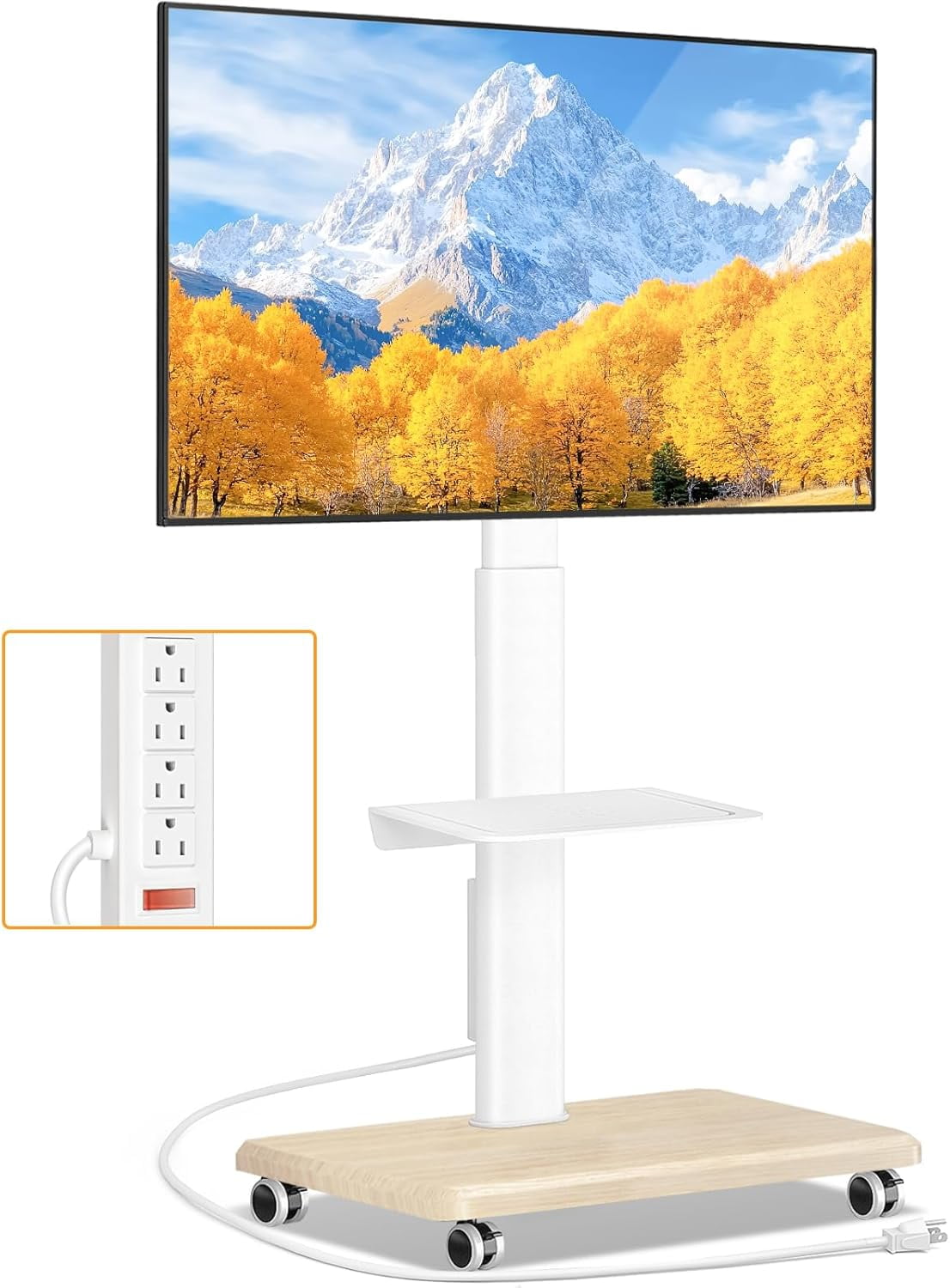 Rolling TV Stand for 32 to 65 70 Inch TVs, Elegant Floor TV Stand with ...