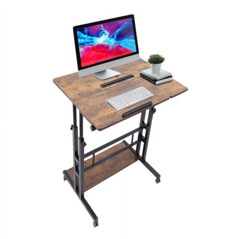 Rolling Table Laptop Cart for Standing or Sitting Mobile Laptop Desk ...