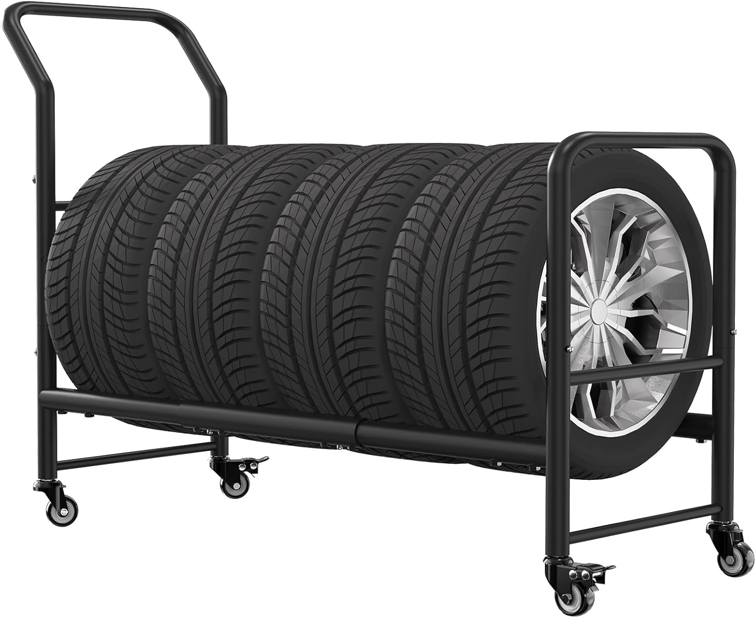 Rolling Tire Rack, 2 in 1 Metal Tire Storage and Transport Trailer, 43 ...