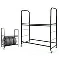 Rolling Tire Rack Heavy Duty Steel Rolling 2-Tier Portable Adjustable ...