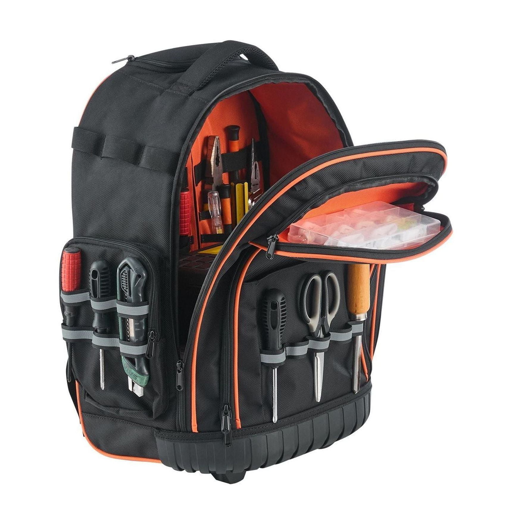 Rolling Tool Backpack 45 Pockets - Heavy Duty Roller Tool Bag on Wheels ...