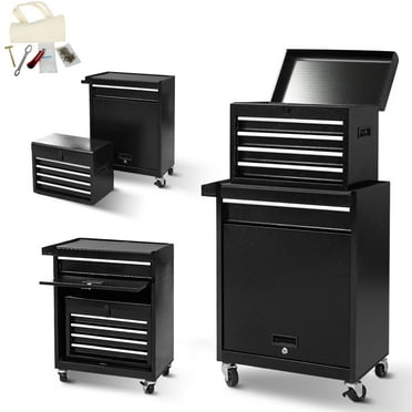 Tool Chest, 5-Drawer Rolling Tool Storage Cabinet with Detachable Top Tool Box, Liner, Universal ...