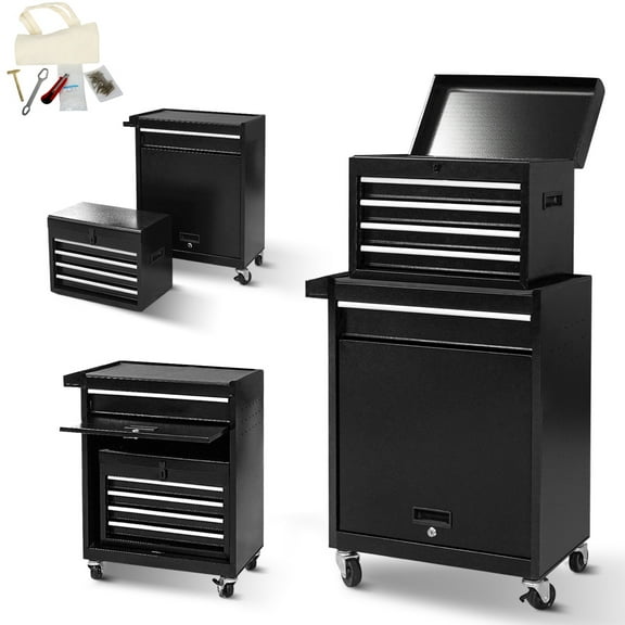 Rolling Tool Chest Tool Organizer Box with Wheels & Detachable Top ...