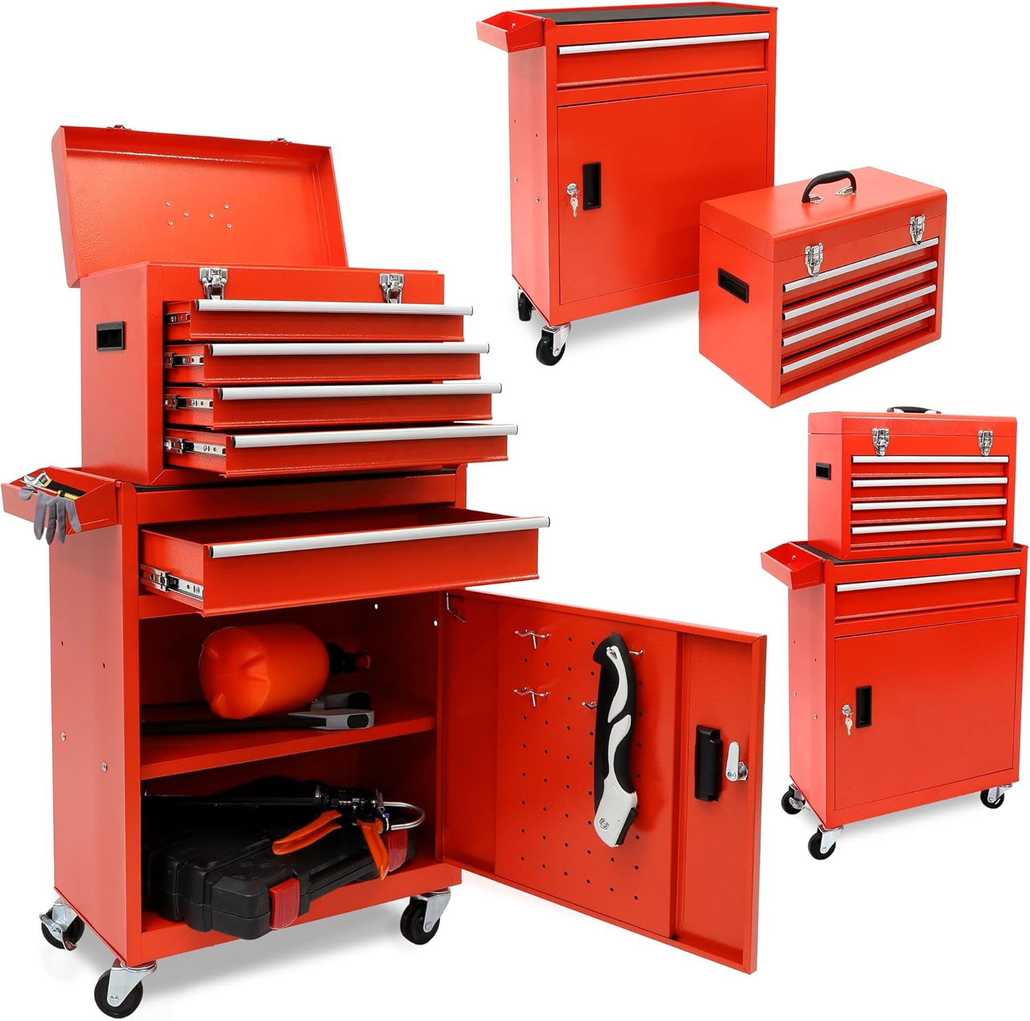 Rolling Tool Box, 5 Drawer Tool Chest with Wheels, Tool Box Organizer ...