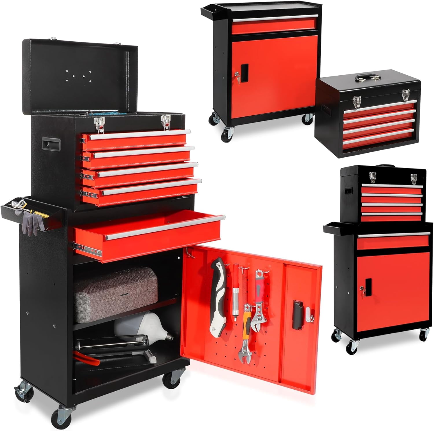 Rolling Tool Box, 5 Drawer Tool Chest with Wheels, Tool Box Organizer ...