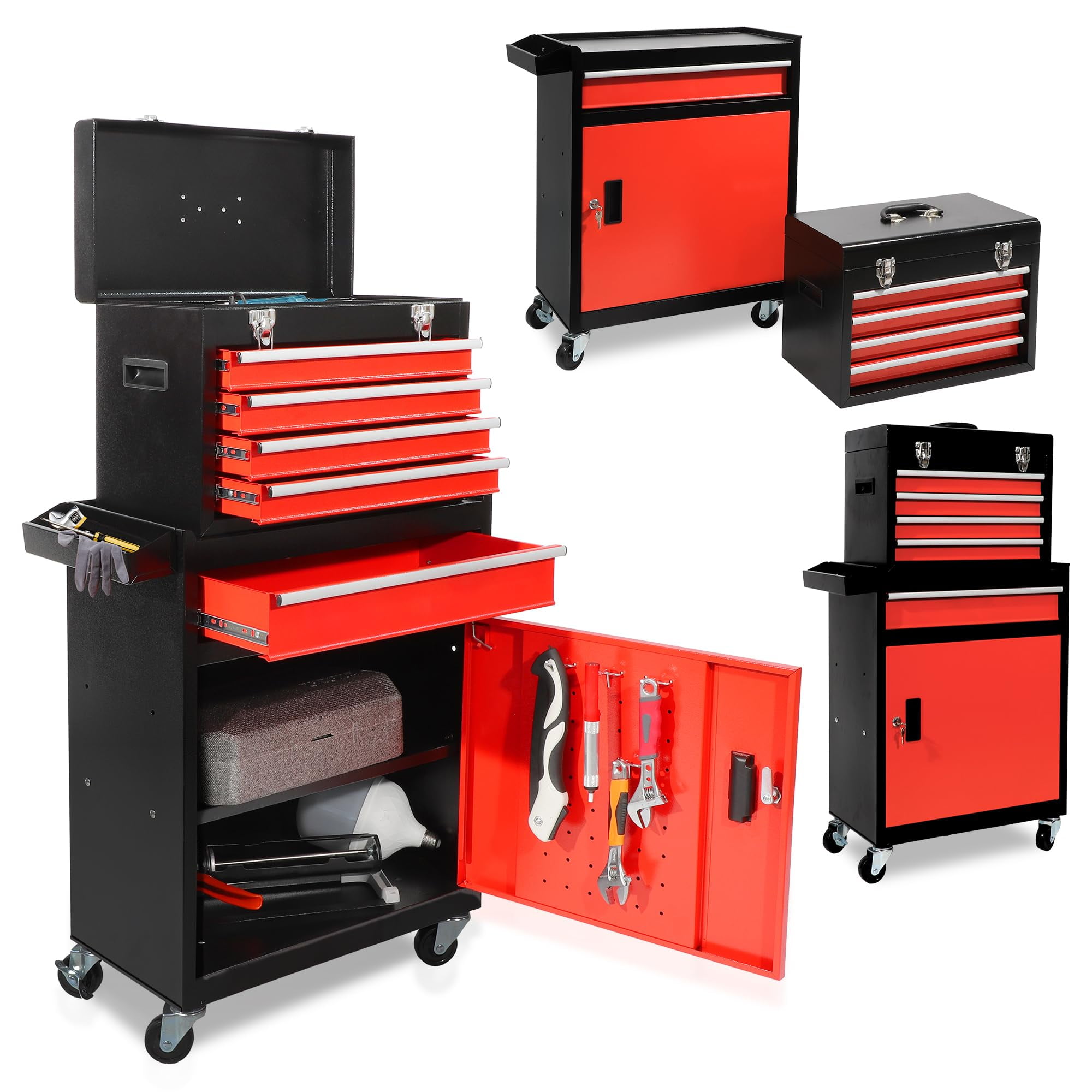 Rolling Tool Box, 5 Drawer Tool Chest with Wheels, Tool Box Organizer ...