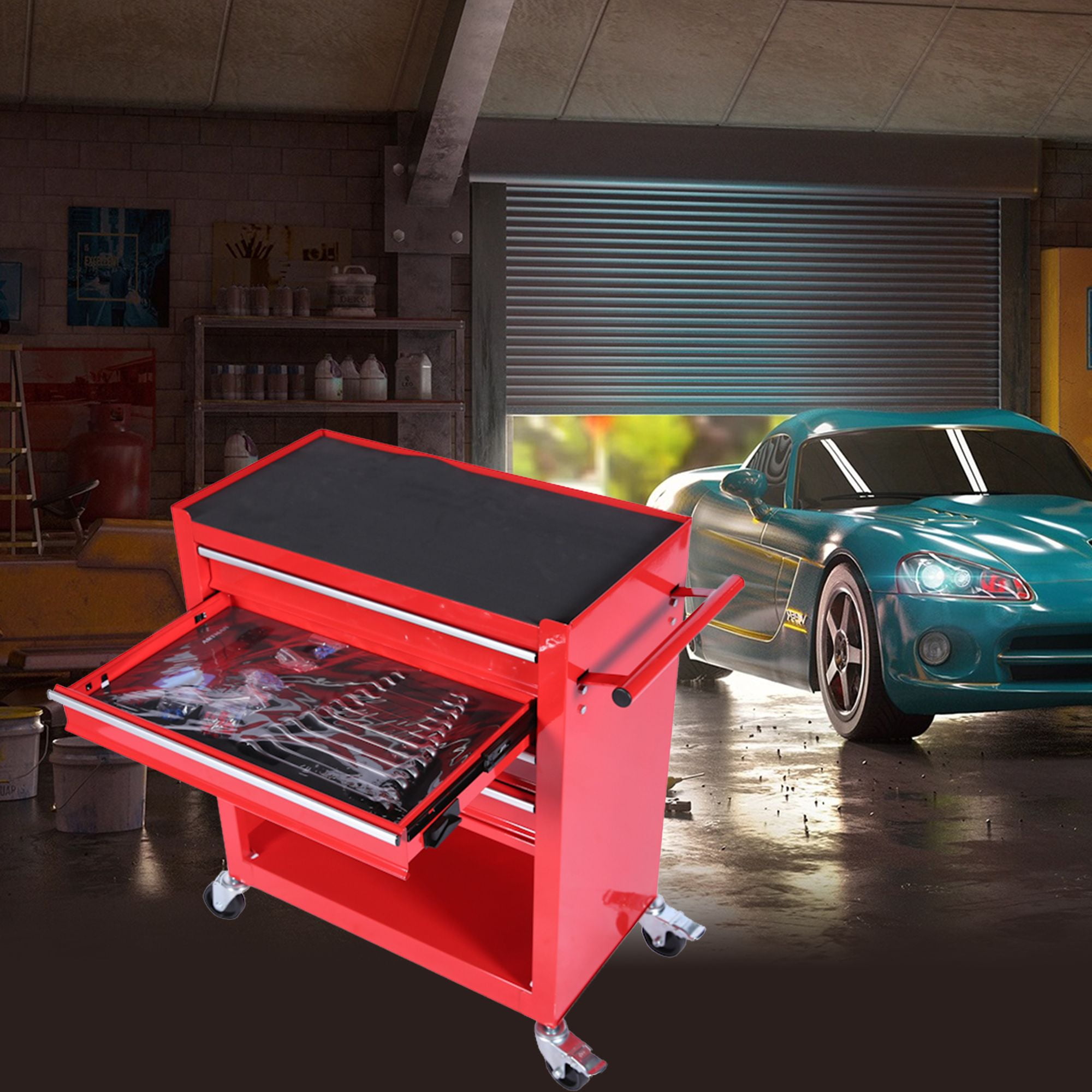 Rolling Tool Box Set with Tool Set, Mechanic Tool Set with Wheels, Home ...