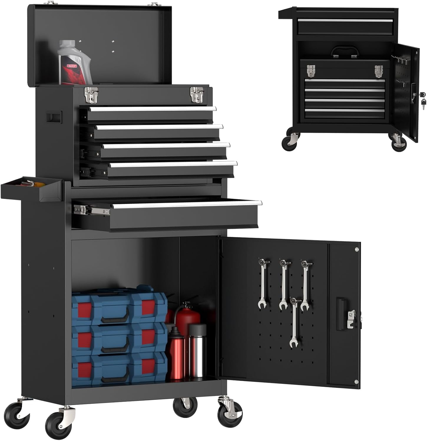 Rolling Tool Box with Wheels, 5-Drawer High Capacity Tool Chest with ...