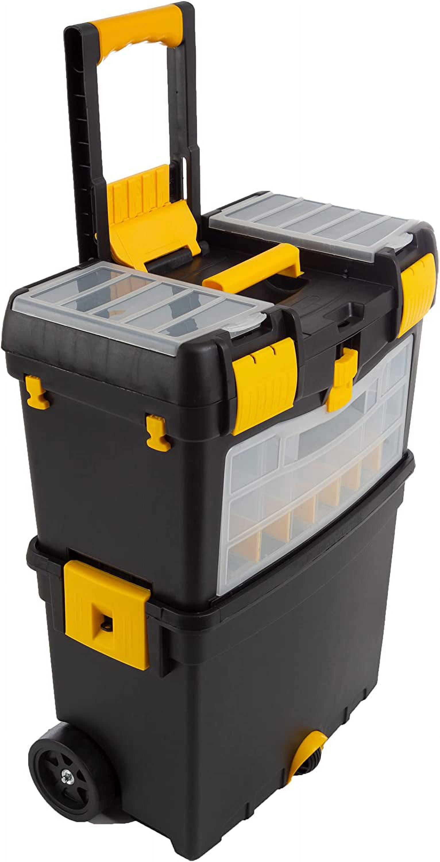 Rolling Tool Box with Wheels, Foldable Comfort Handle, and Removable ...