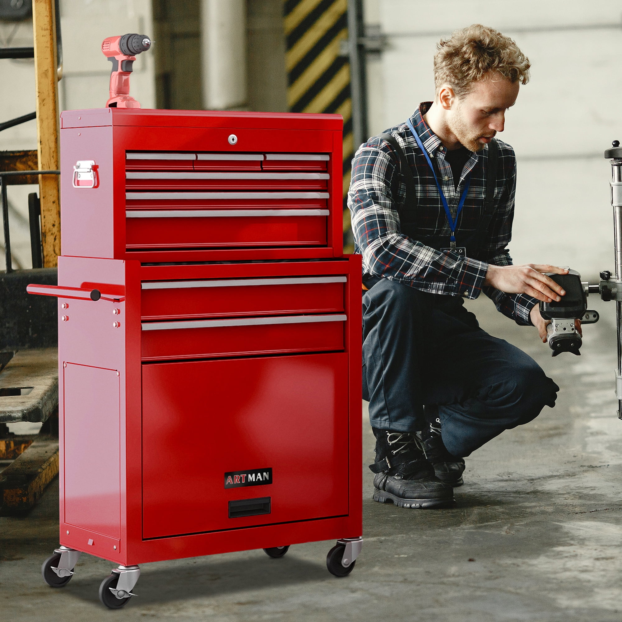 Rolling Tool Cabinet with Drawers, Lockable Tool Boxes Rolling Tool ...