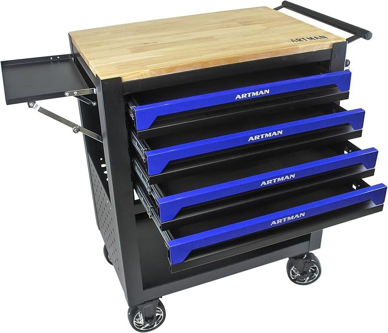 Rolling Tool Cart 4 Drawers Tool Box with Wheels, Wooden Top Tool Boxes ...