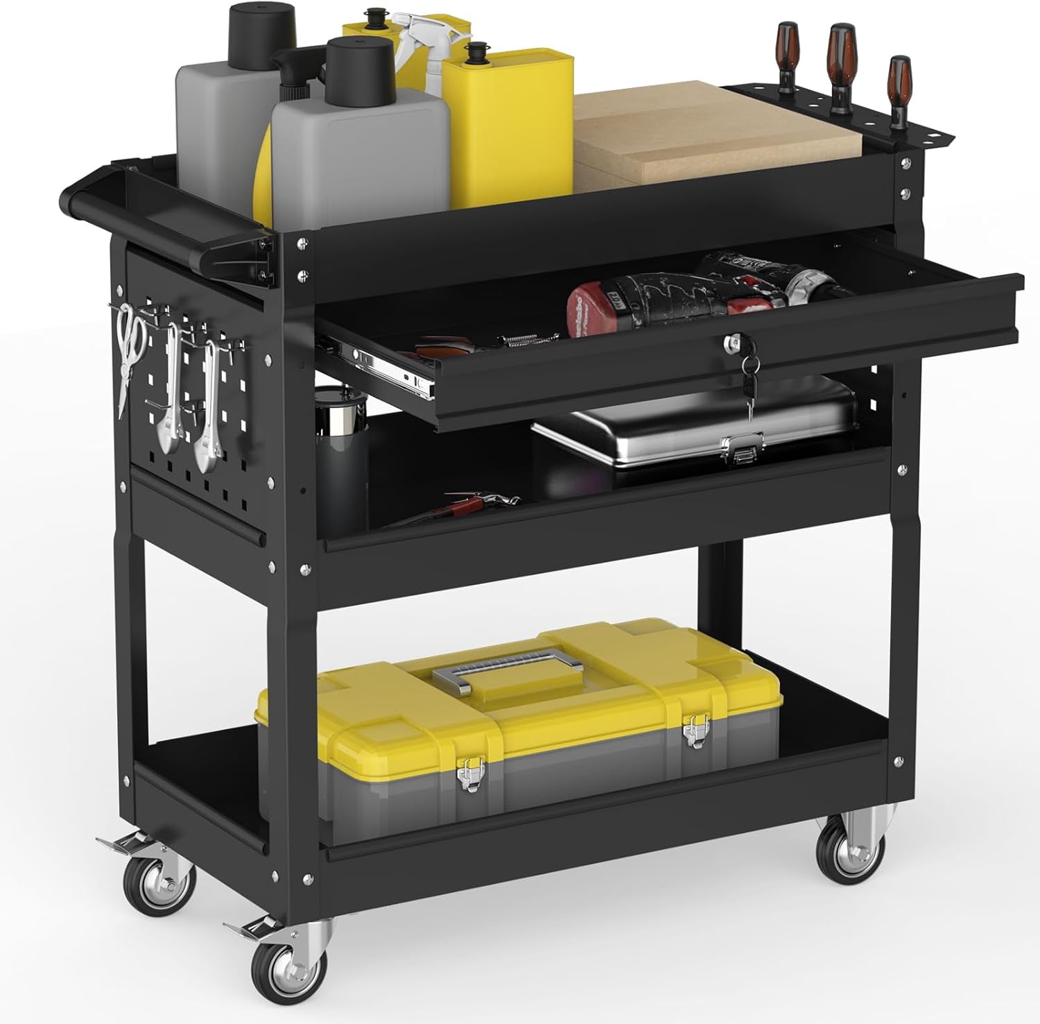 Rolling Tool Cart, Load Capacity Service Cart Lockable Tool Storage ...