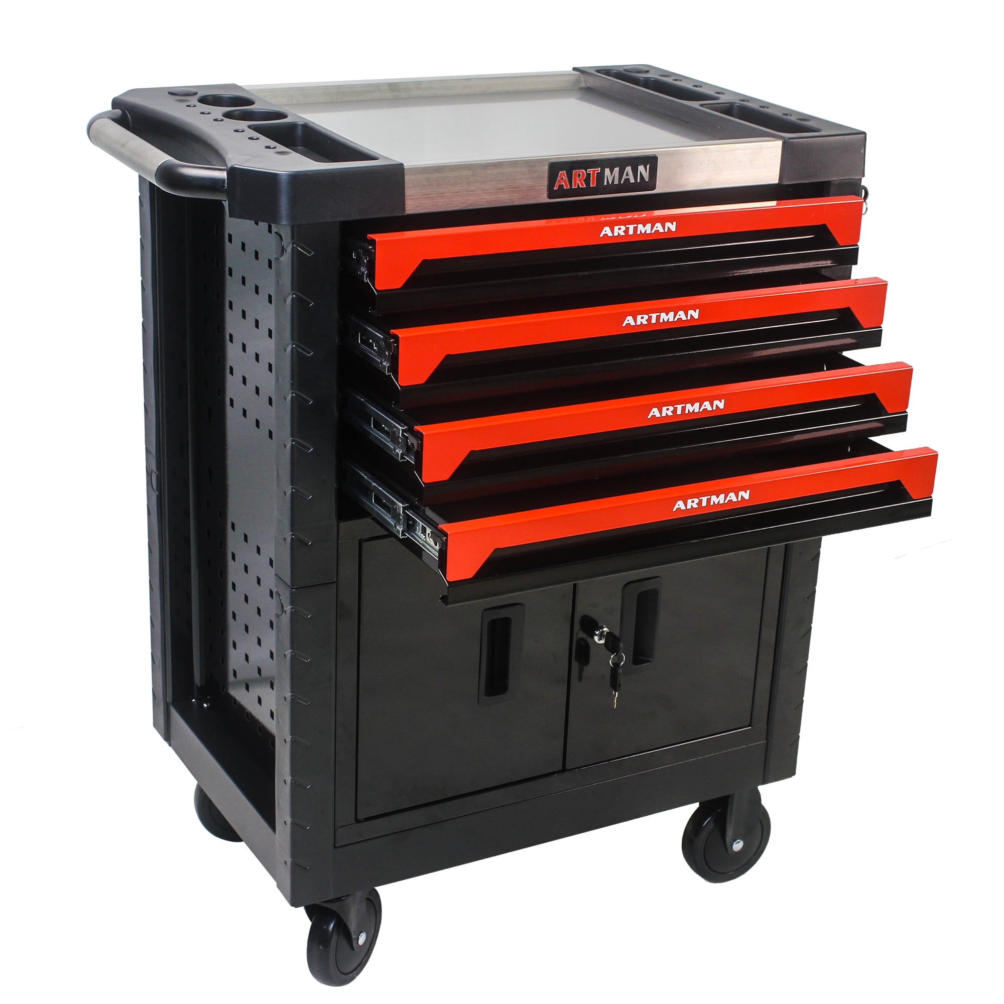 Rolling Tool Cart Tool Chest with Wheels, Heavy Duty 4 Drawer Tool ...