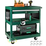 Seizeen Heavy Duty Rolling Tool Cart with 3 Tray, 1 Drawer, 1 Side Rack ...