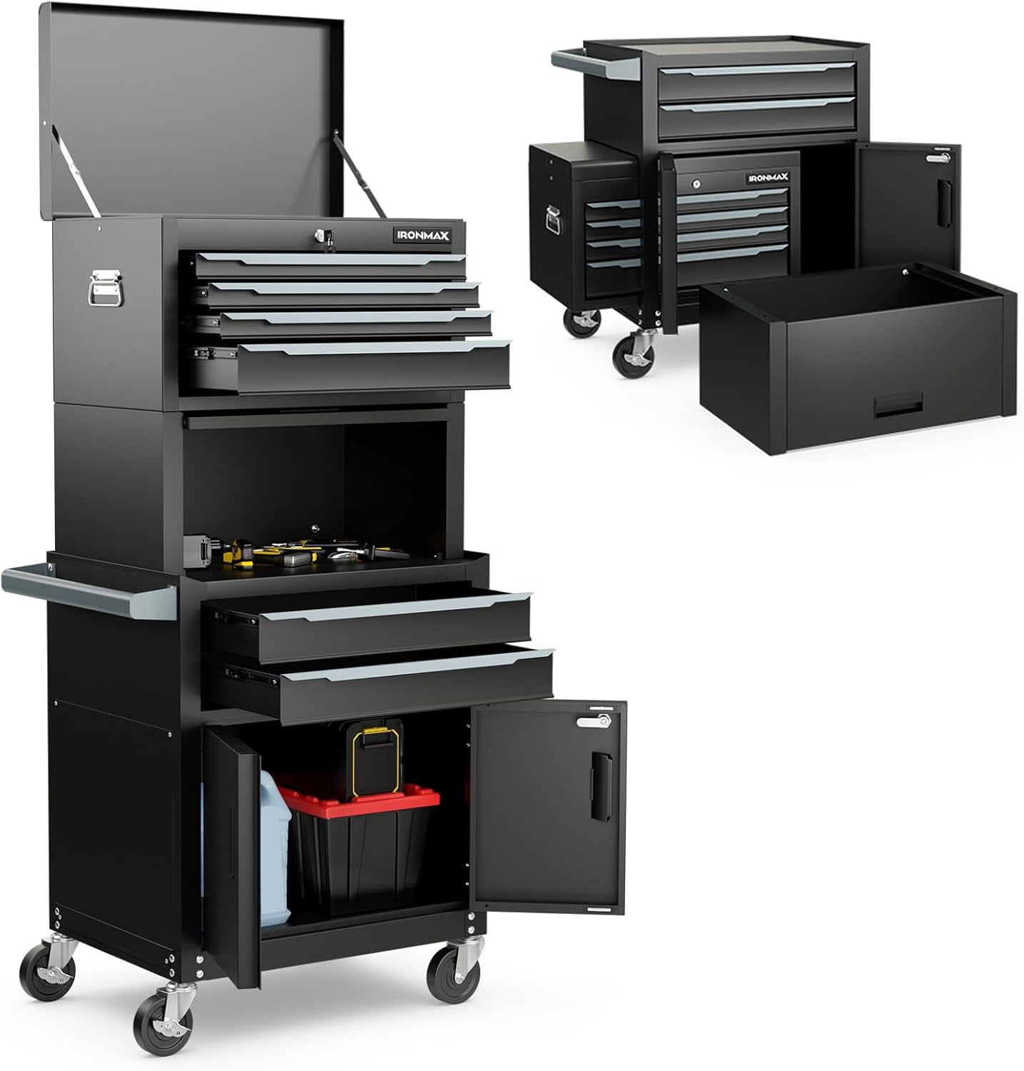 Rolling Tool Chest,2-in-1 Widened Heavy Duty Steel 6-Drawer Tool ...