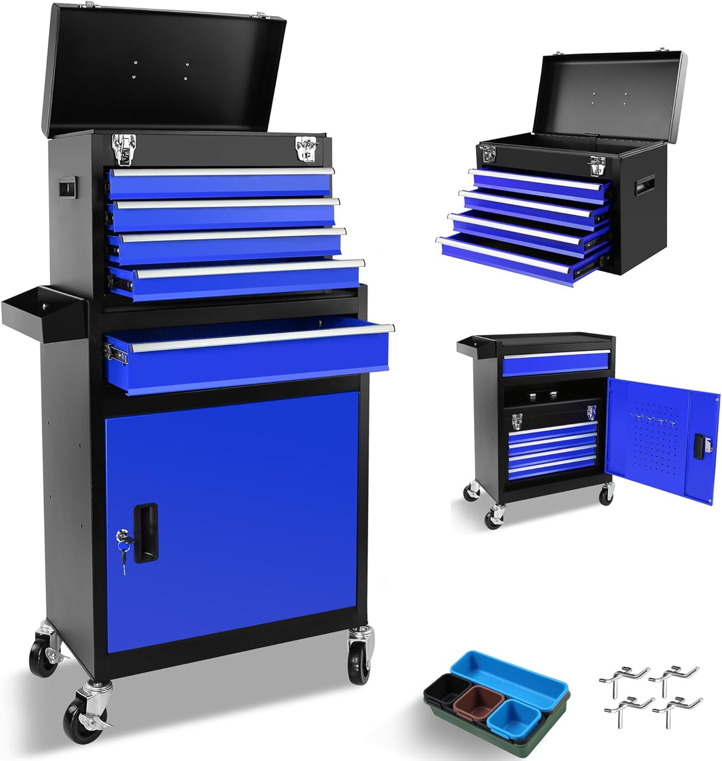 Rolling Tool Chest,5 Drawers Lockable Tool Storage Cabinet with ...