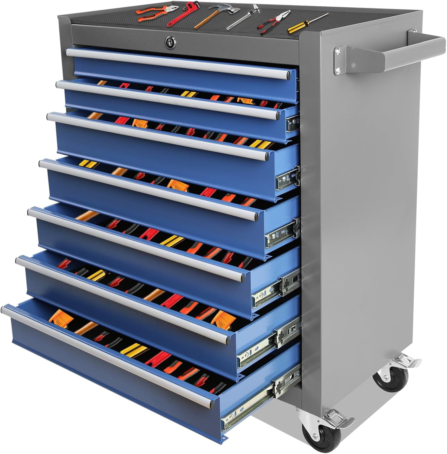 Rolling Tool Chest, 7-Drawer Multifunctional Tool Chest with Wheels & Keyed Locking System ...