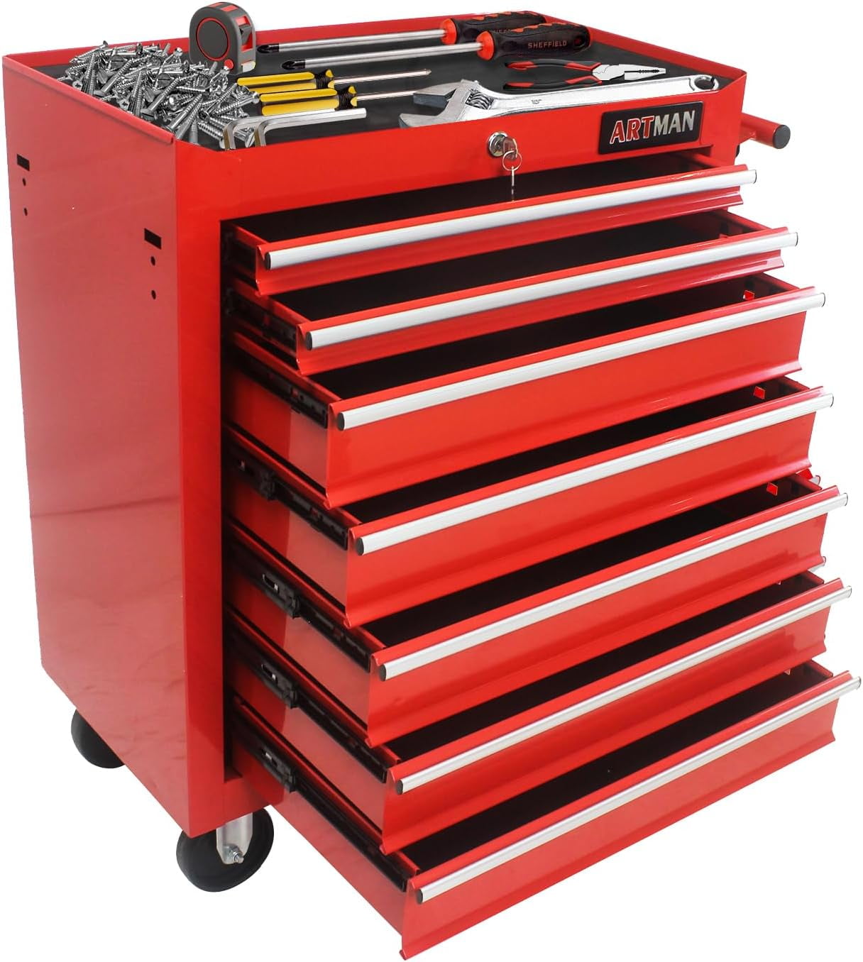 Rolling Tool Chest with 7 Drawers, Sturdy Tool Box Multifunctional ...