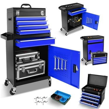 Seizeen 2-IN-1 Metal Tool Box, 8-Drawer, Mobile & Portable Tool Chest ...