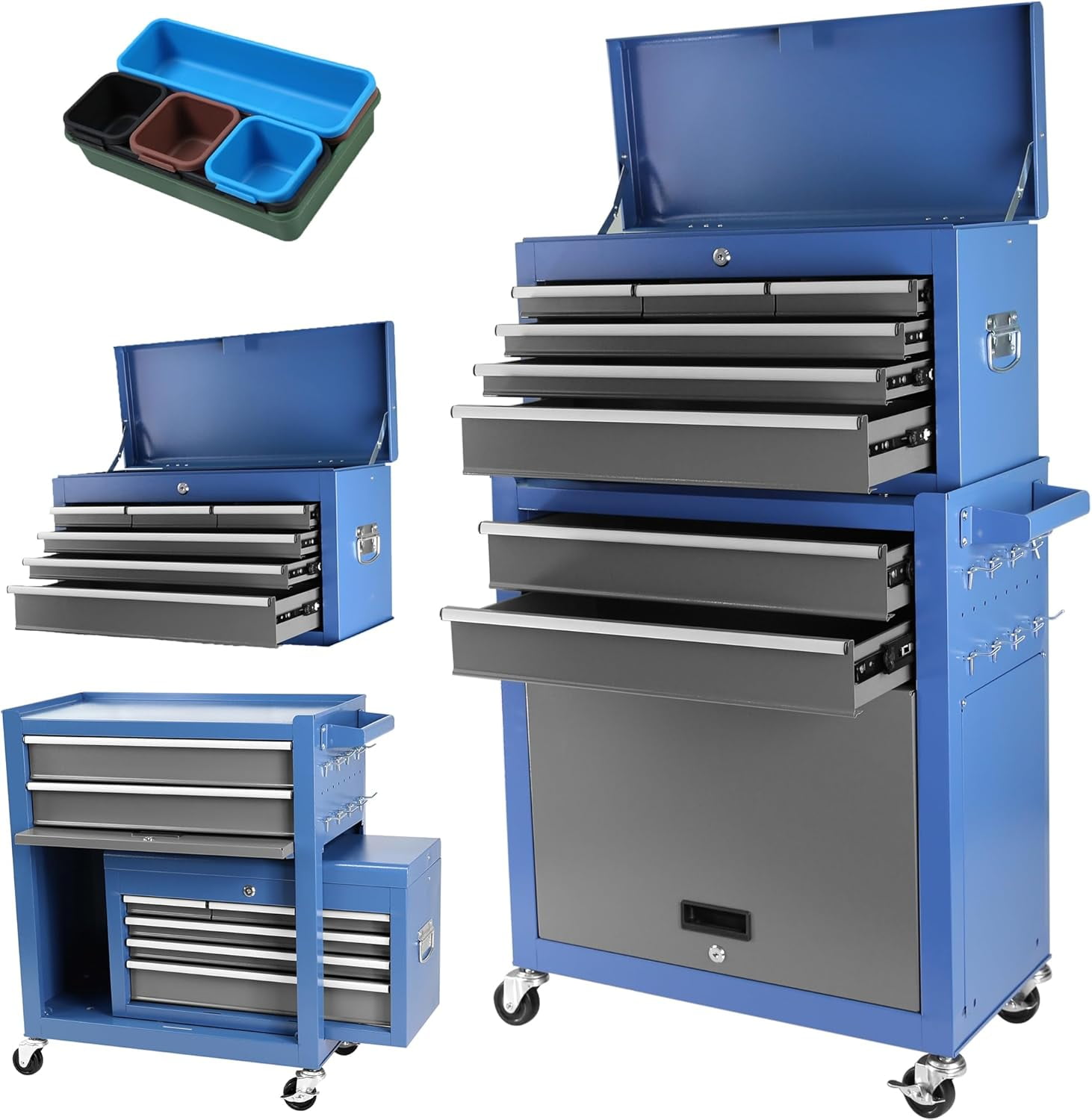 Rolling Tool Chest,8 Drawers Lockable Tool Storage Cabinet with ...