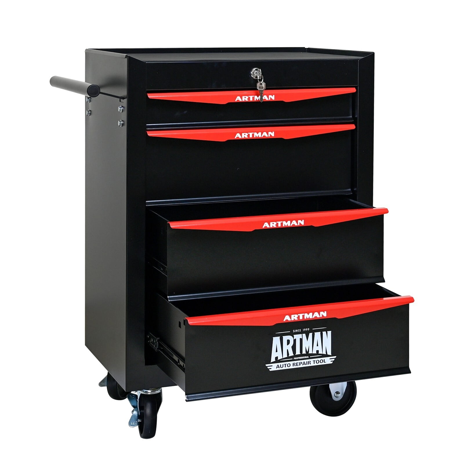 Rolling Tool Chest W/ Wheel Lockable 4-Drawer Tool Storage Cabinet Tool ...