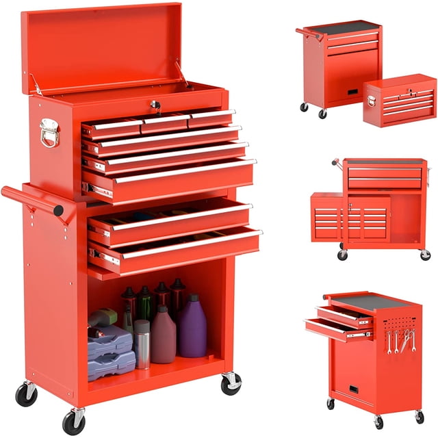 Rolling Tool Chest with Wheels and 8 Drawers, Detachable Large Toolbox ...