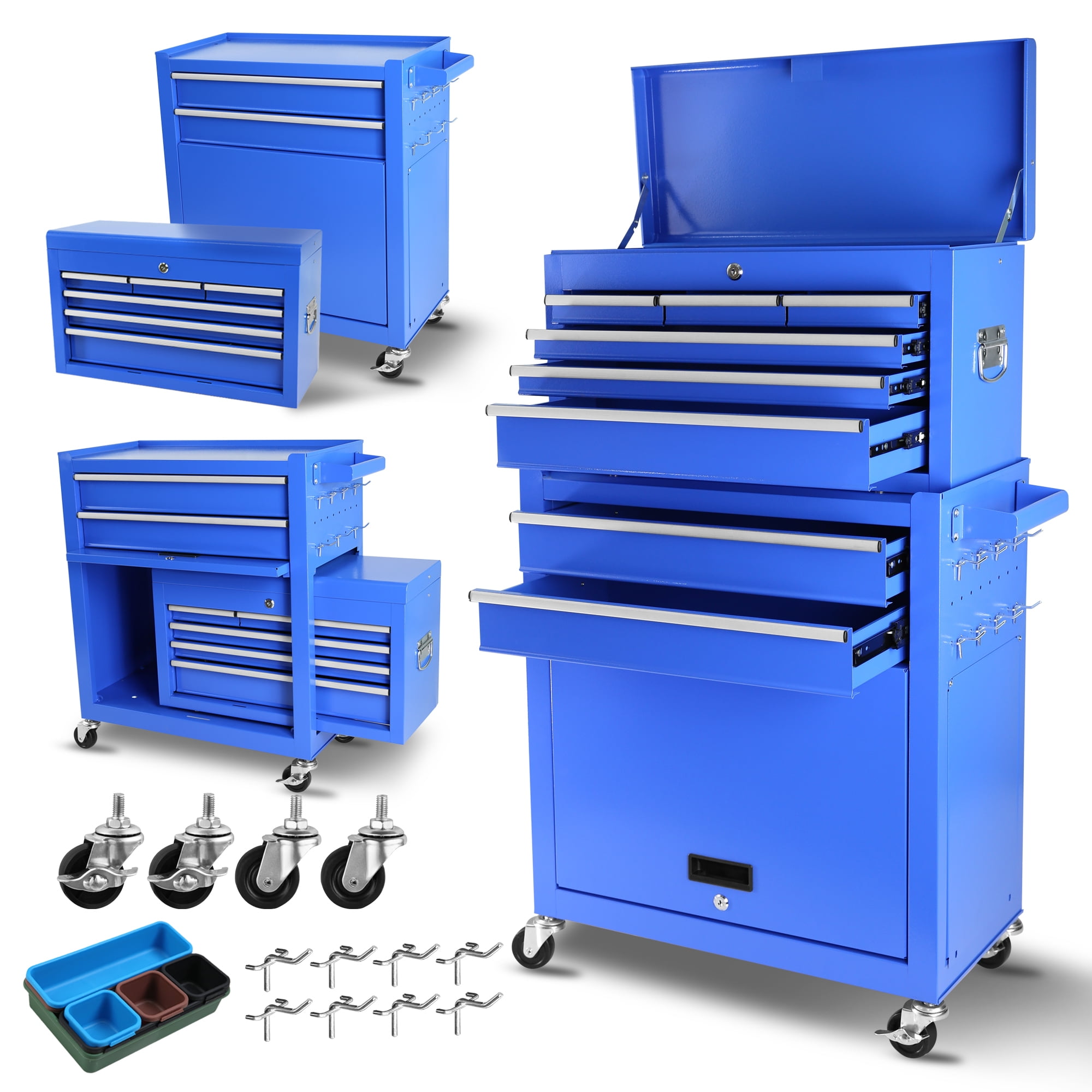 Rolling Tool Chest with Wheels and 8 Drawers, Detachable Large Tool ...