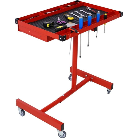 Rolling Tool Table, Heavy Duty Mobile Tool Tray Adjustable Work Table ...