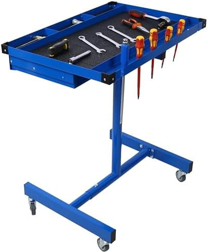 Rolling Tool Table, Heavy Duty Mobile Tool Tray Adjustable Work Table ...
