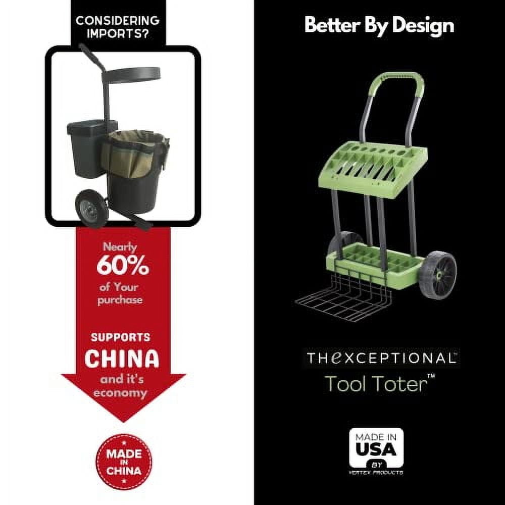 Rolling Tool Toter Cart & Bucket with Load Toter Lift Plate | Gardeners ...