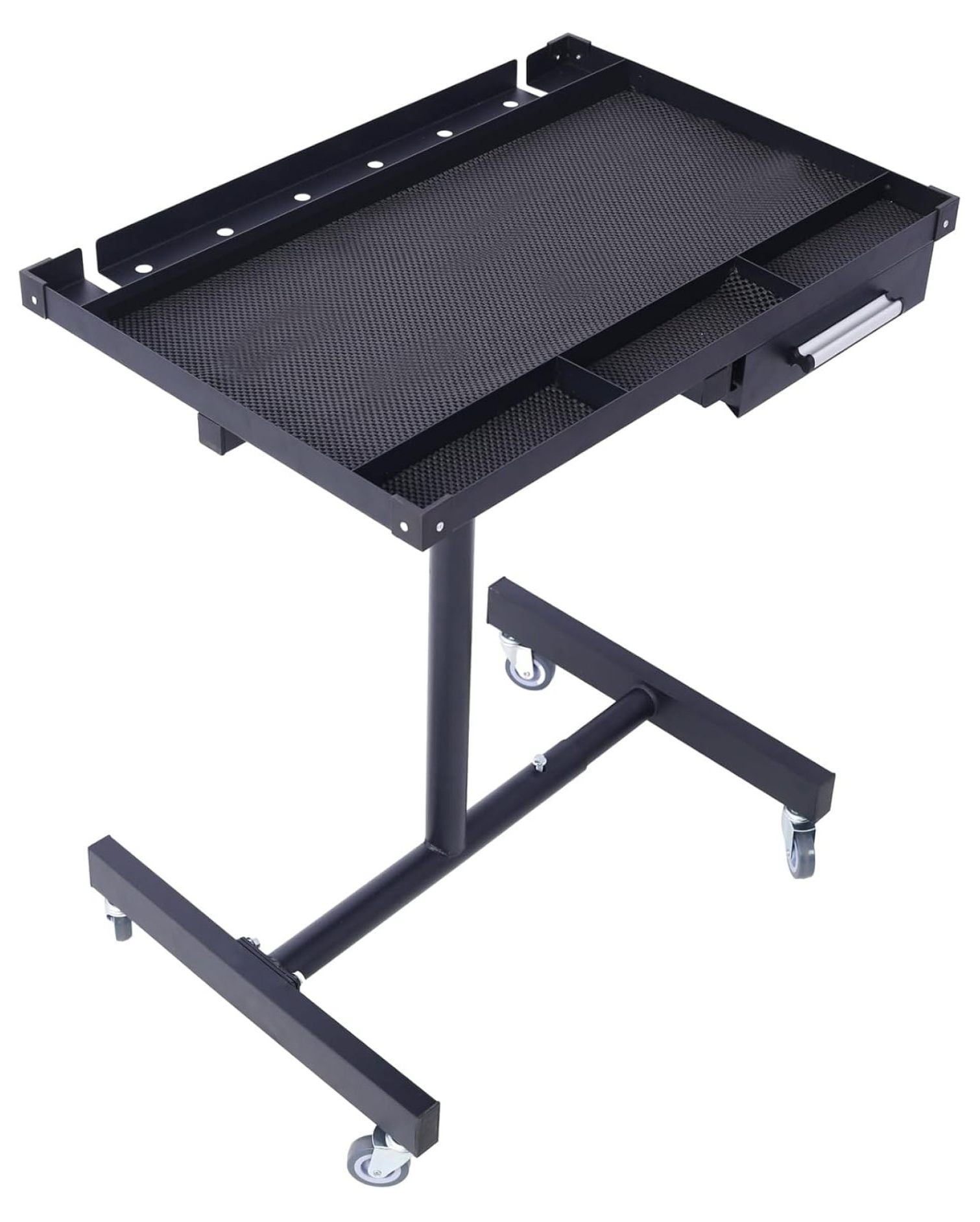 Rolling Tool Tray with Wheels, Heavy Duty Adjustable Work Table with ...