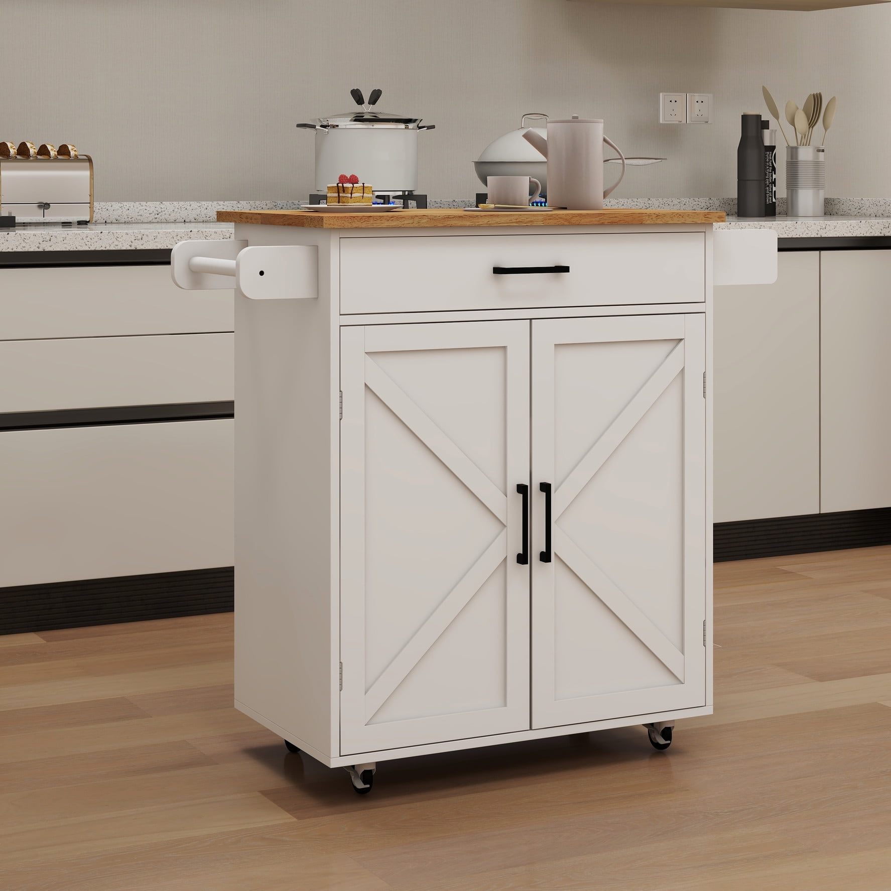 Rolling Trolley Cart with Towel Rack / Cooking & Food Preparation ...