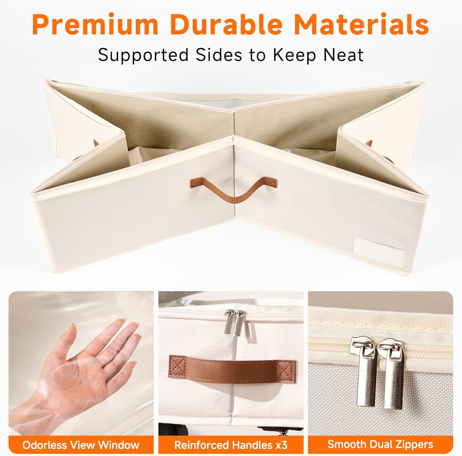 Rolling Under Bed Storage Bins, 2-Pack Fabric Containers with Clear Lid ...