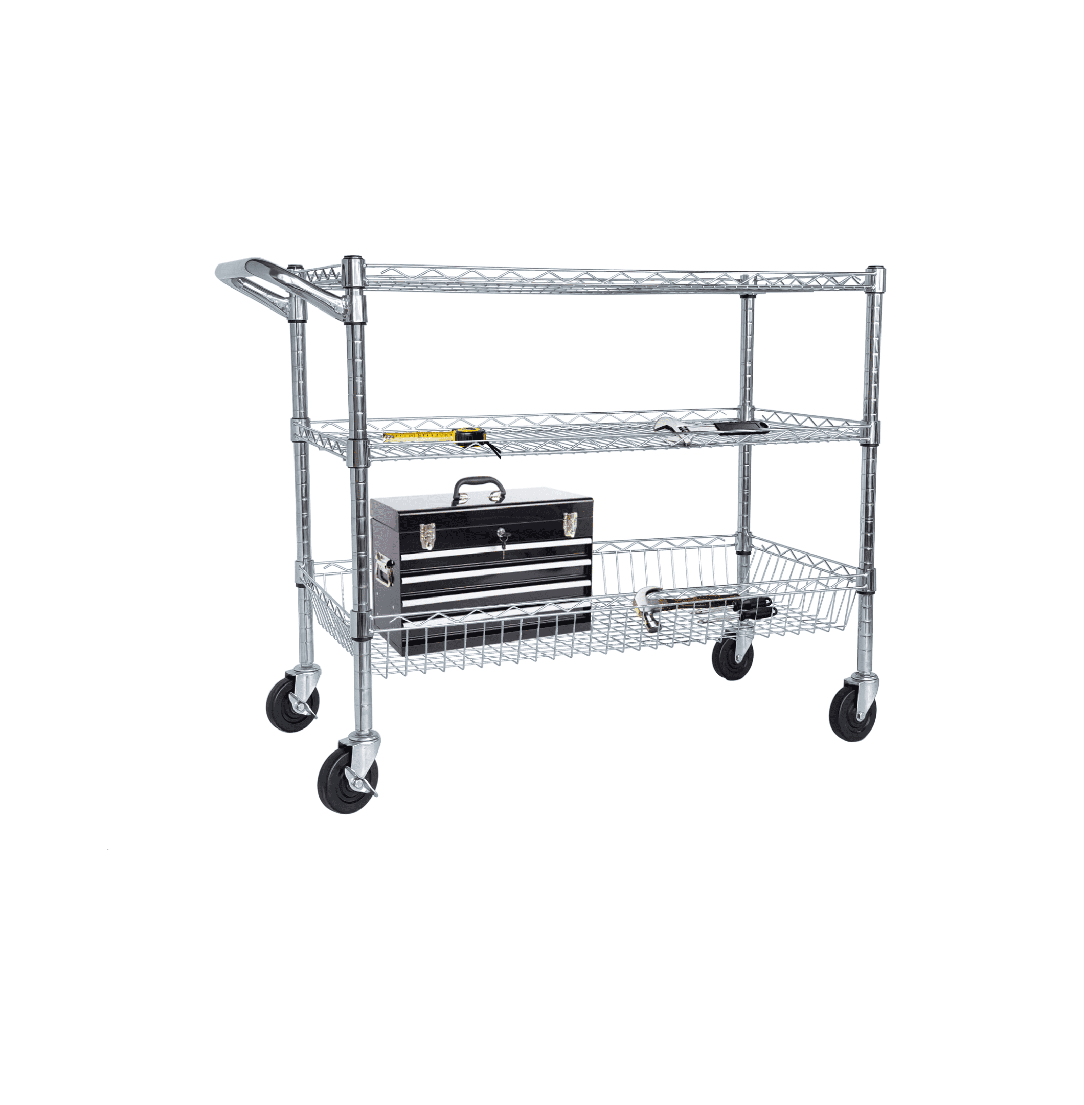 Rolling Utility Cart 3 Tier - Heavy Duty Steel Cart with Wheels ...