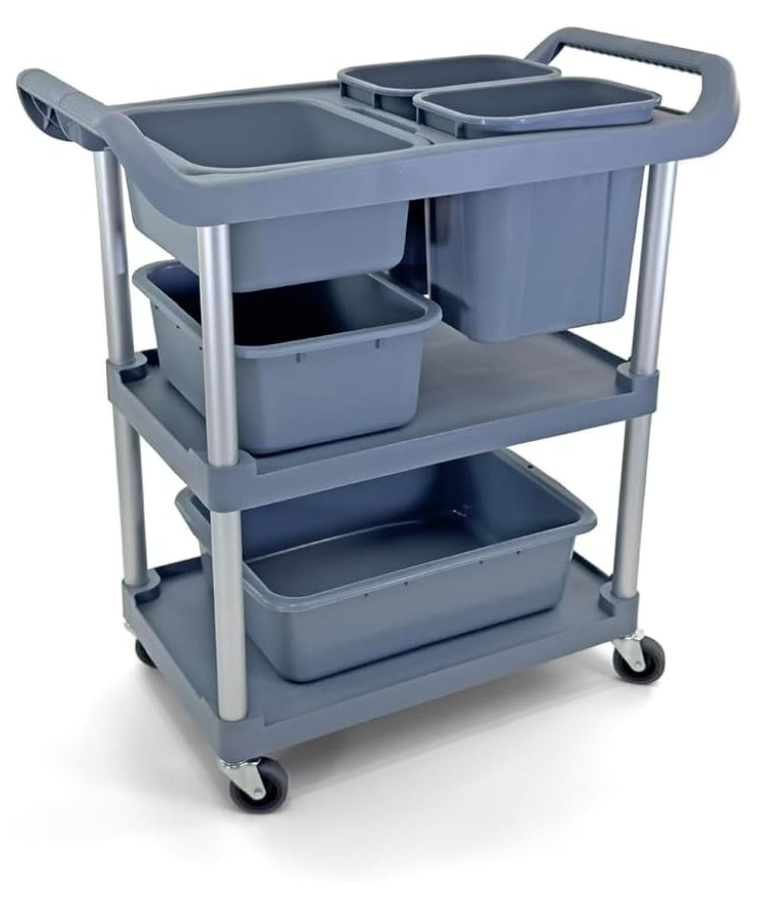 Rolling Utility Cart - 3 Tier Mobile Shelving Unit - 450lbs Capacity ...