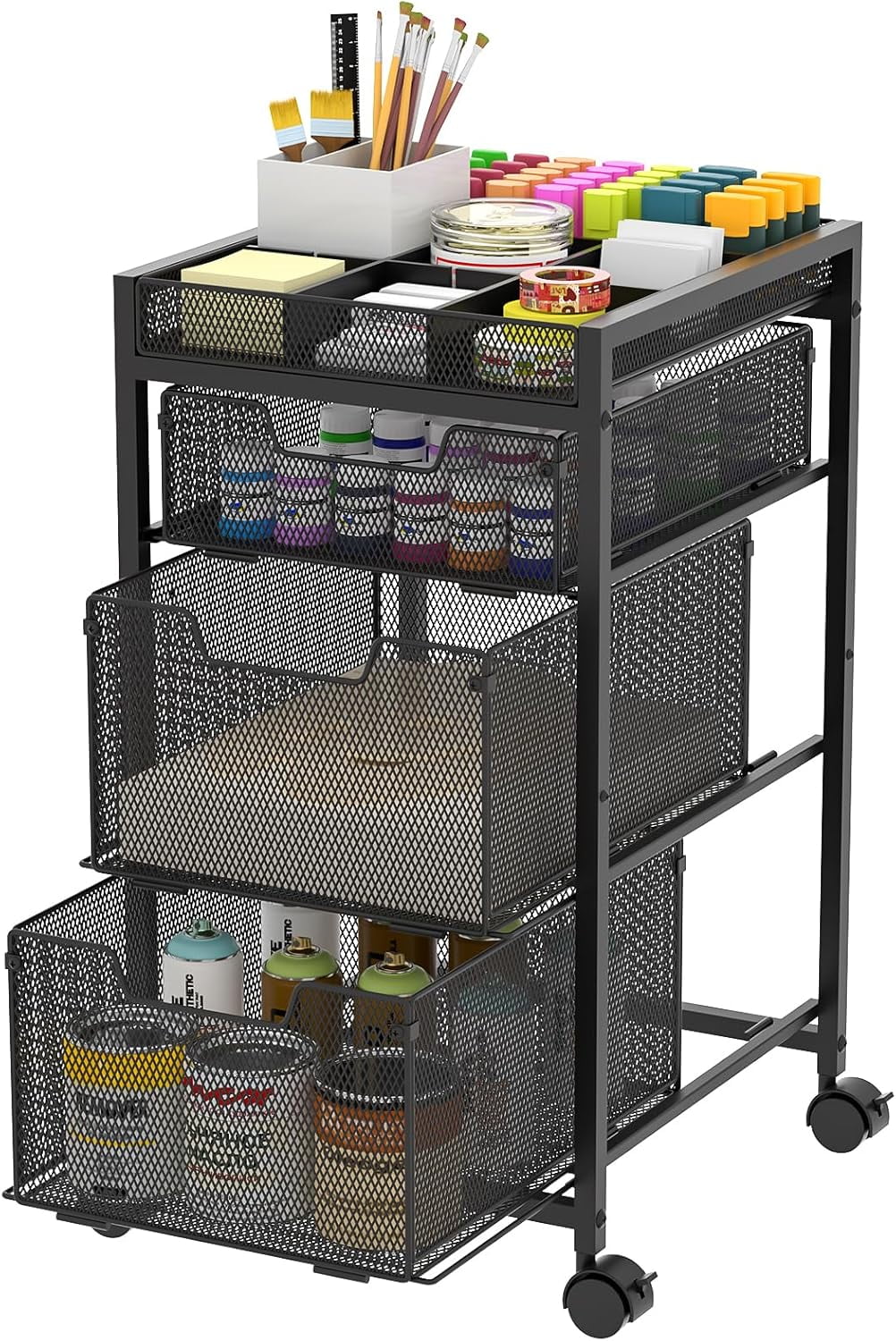 Rolling Utility Cart with 4 Drawers, Craft Organizer and Storage Carts ...