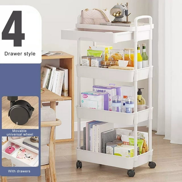 Rolling Utility Cart Storage Rack with 360-Degree Swivel Wheels Multi ...