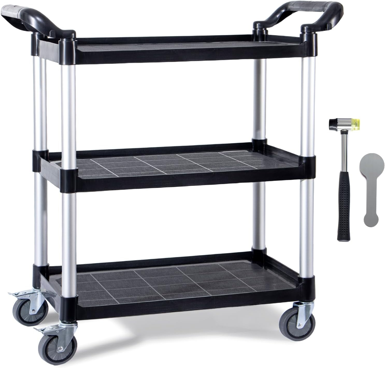 Rolling Utility Carts with Wheels Heavy Duty,3 Tier Rolling Cart with Wheels,510 LBS Food ...