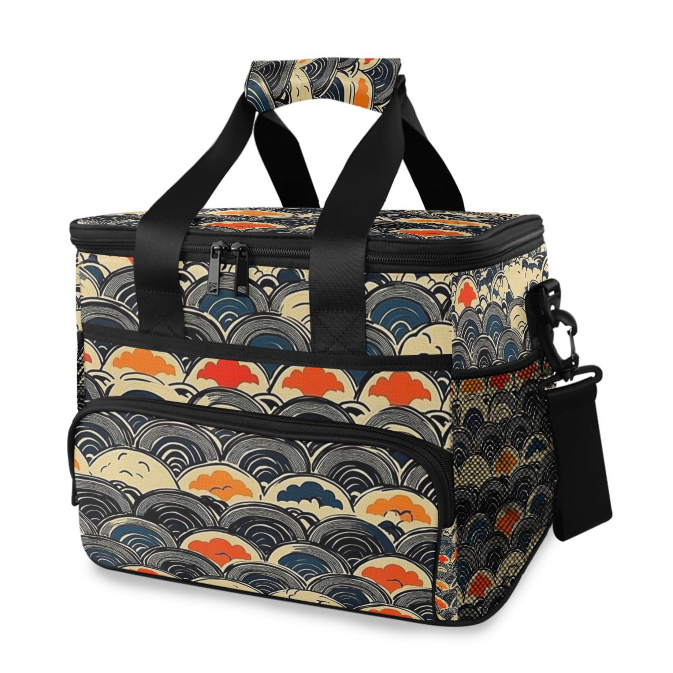 Rolling Waves and Clouds Insulated Lunch Bag 15L Cooler Box for Women ...