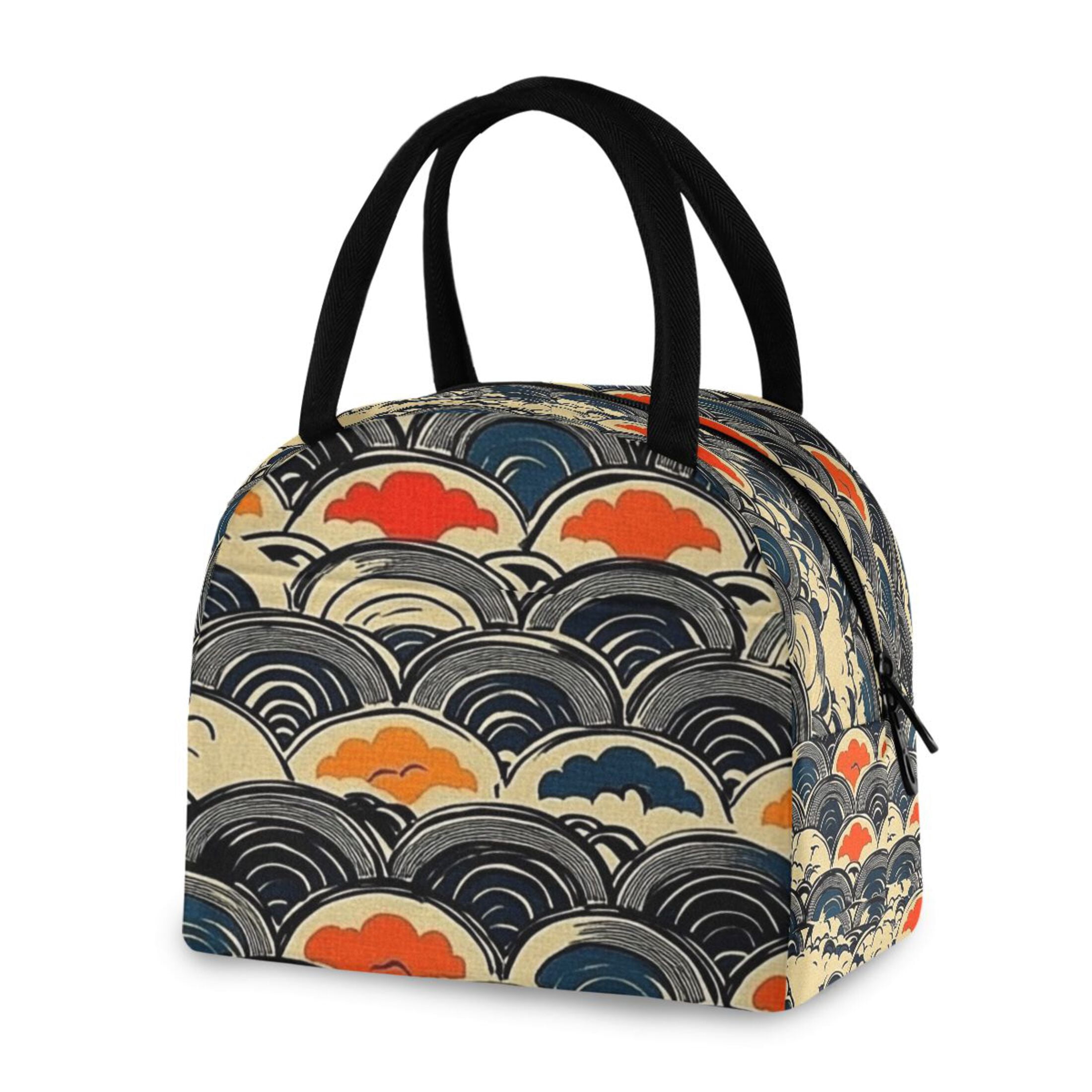 Rolling Waves and Clouds Insulated Lunch Bag for Women Portable Lunch ...