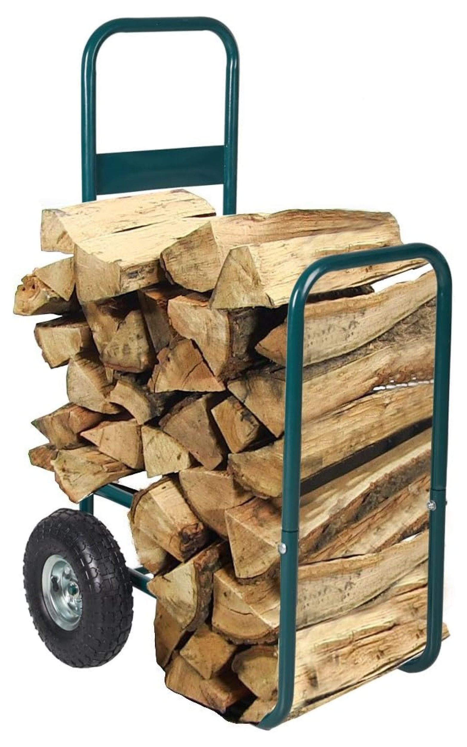 Rolling Wheeled Firewood Log Cart Portable Log Rack with Wheels for ...