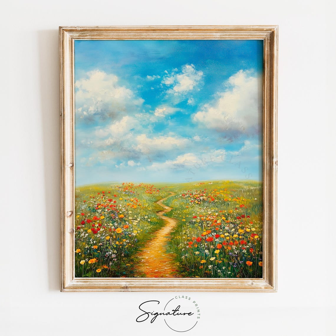 Rolling Wildflower Field Under A Blue Sky, Summer Landscape ...