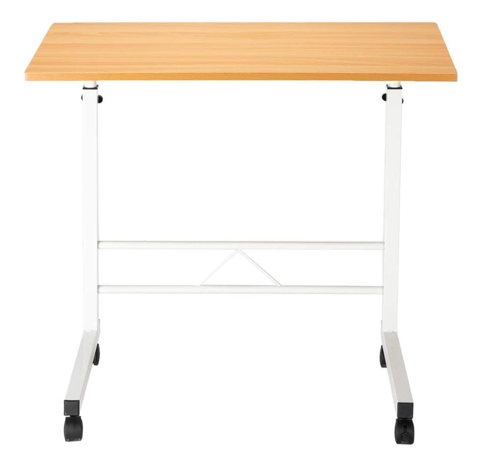 Rolling Wood TV Tray Table Adjustable Magazine Snack Table on Wheels ...