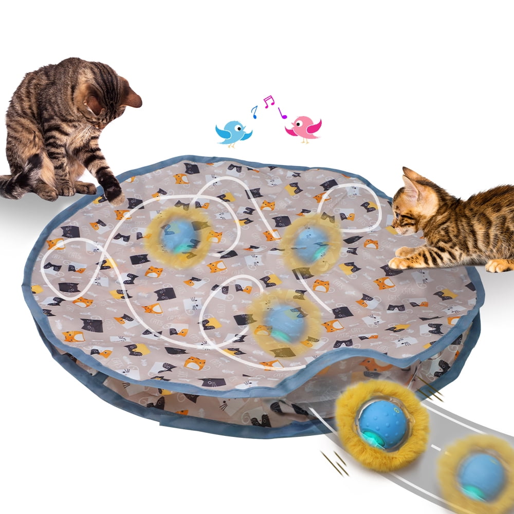 Rolling in Pouch Cat Toys Interactive Ball Hide and Seek Cat Catching ...