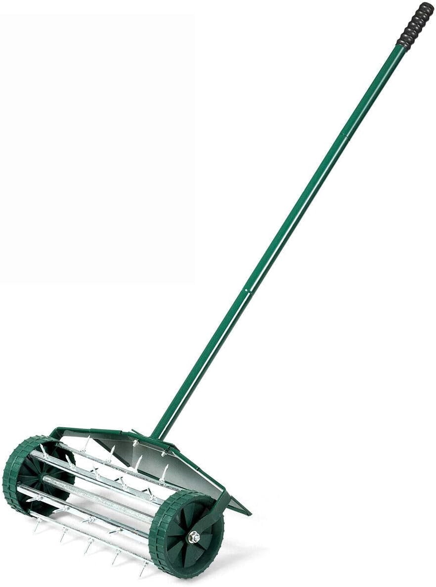 Rolling lawn aerator, garden courtyard rotating push tooth heavy-duty ...